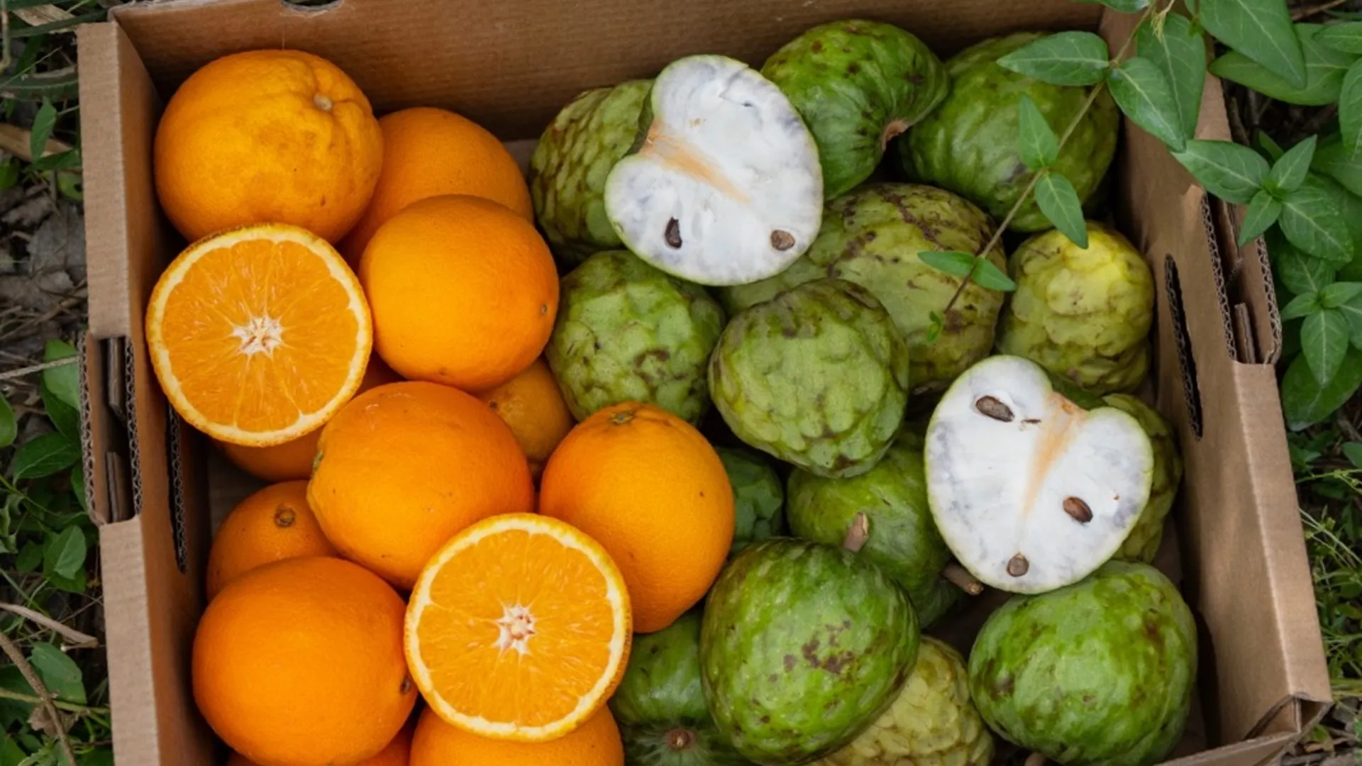 Organic Oranges & Custard apples mixed box in season from Europe ...